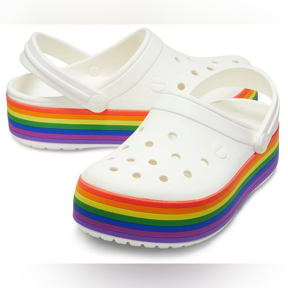 CROCS | Shoes | Crocs Vguc Rainbow Pride Platform Sandal Clogs Women 8 ...